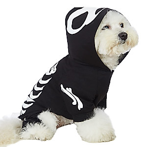 Impoosy Dog Halloween Hoodies Pet Skull Pajama Sotf Puppy Skeleton Clothes Cat Halloween Cotton Clothing (L)