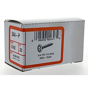 The Hillman Group 3142 10 x 3/4-Inch Oval Phillips Trim Screw with Washer, 20-Pack,Black Phosphate
