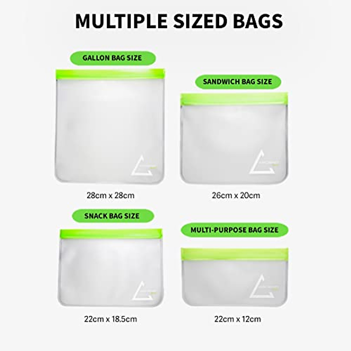 12 Pack Food Storage Bags - Durable & Reusable Food Storage Bags with Zipper Closure - BPA Free, & Leak Proof Zip Lock Bag for Sandwiches, Snacks, Gallons - Size 8.66" x 8.66" safe