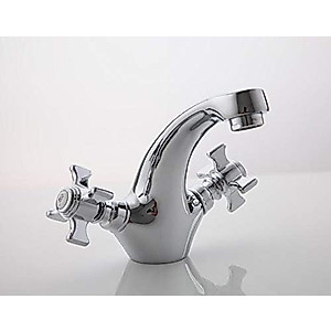 Kitchen Taps Silver Brass Bathroom Fixtures Basin Faucet Dual Handle Hot and Cold Water Tap Mixer for Bath Room Faucet