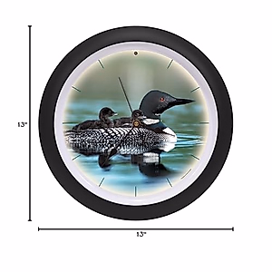 Mark Feldstein & Associates Call of The Loon Artwork Matte Black 13 inch Sound Wall Clock