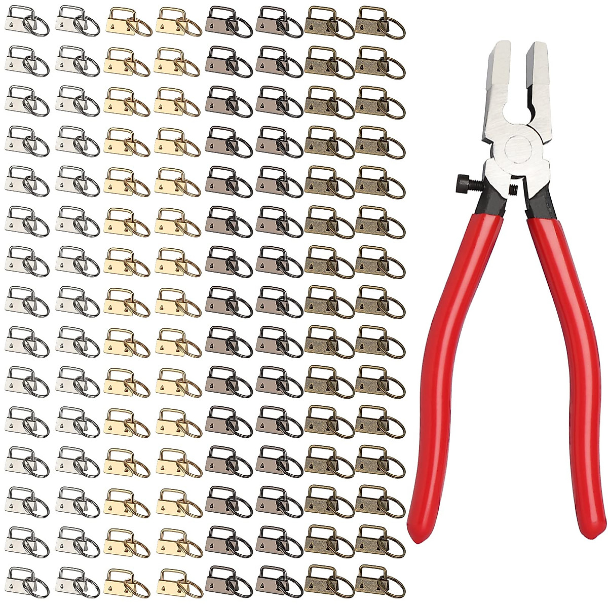 120 Pieces 1" Key Fob Hardware with 1 Key Fob Pliers Set Includeds 4 Colors Key Chain Hardware for Wrist Strap, Key Chain, Lanyard Keychain Making Hardware Supplies