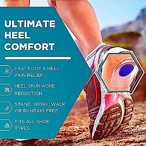 Gel Silicone Heel Cups/Pads - 3 Pair Heel Lifts for Achilles Tendonitis, Shoe Wedge Inserts for Plantar Fasciitis, Sore Heel, Bone Spur, Foot Pain Relief Support, Comfort Cushion Insoles for Women/Men