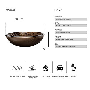 Puluomis 24 Inches Traditional Bathroom Vanity Set in Black Finish, Single Bathroom Vanity with Top and 2-Door Cabinet, Brown Glass Sink Top with Single Faucet Hole