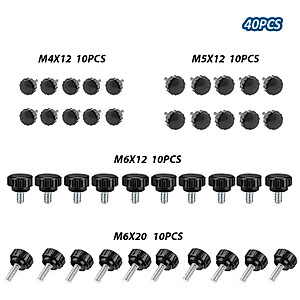 Lependor M4x12 M5x12 M6x12 M6x20 Threaded Knurled Thumbscrew Grip Knobs Thumb Screw for Machinery Latche (M4 M5 M6 Threaded Knurled Thumbscrew)