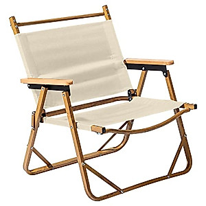 wenyuyu Folding Camping Chair, Heavy Duty Portable Oversized Lawn Chairs for Outdoor, Fishing, Yard, Sports - Aluminum Frame 600D Oxford Cloth Bearing 100kg (Beige, M)