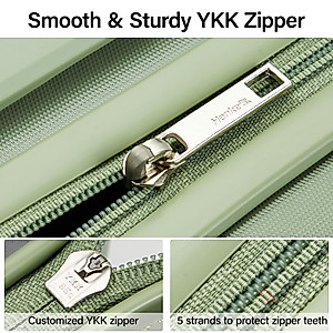 Hanke 20 Inch Carry On Luggage 22x14x9 Airline Approved PC Hard Shell Suitcases with Wheels TSA Luggage for Women Men Lightweight Travel Luggage(Bamboo Green)