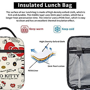 Dicodes Cartoon Lunch Box For Girls Reusable Insulated Lunch Bag With Water ​bottle Holder Handbags Tote Bag For Women