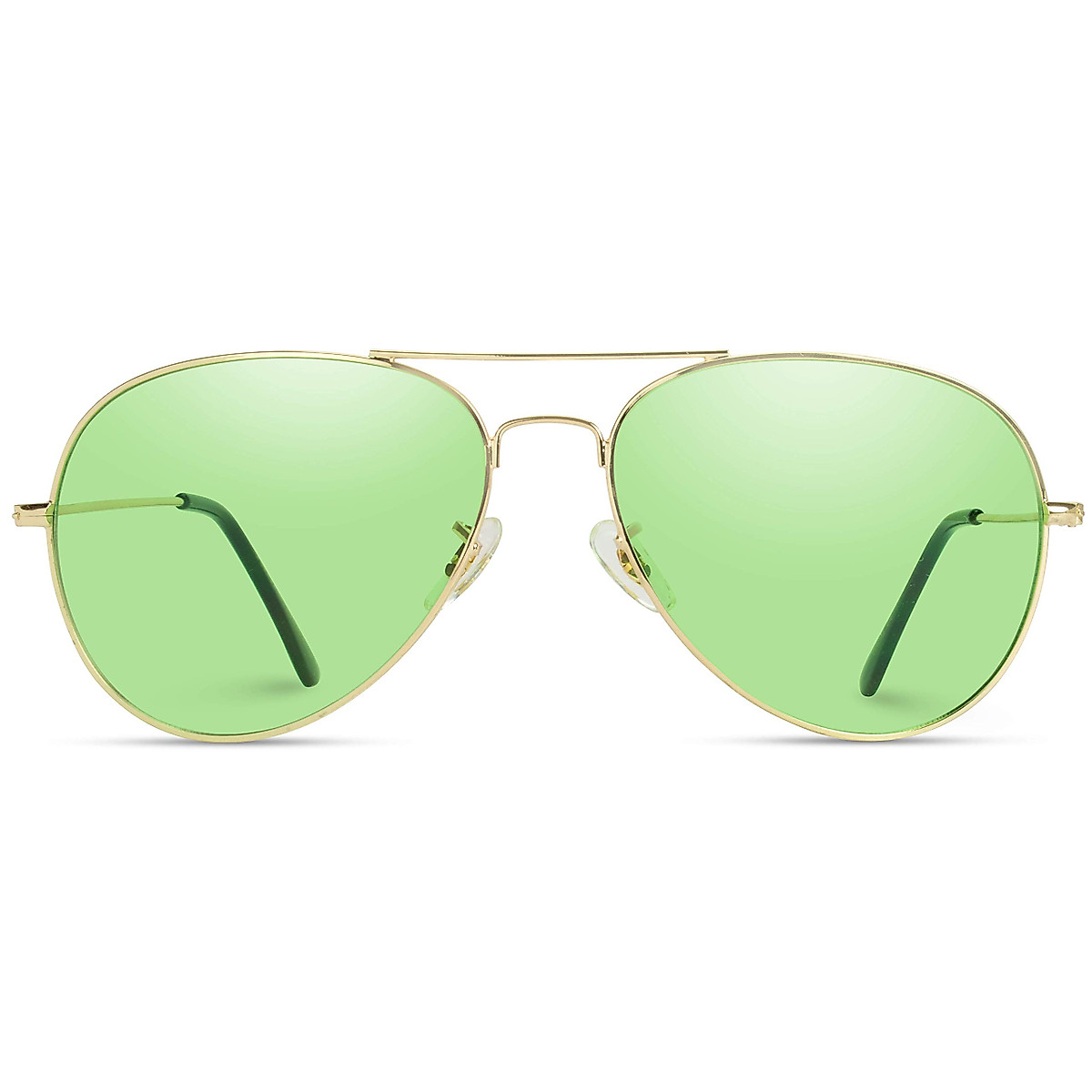 WearMe Pro Classic Aviator Style Metal Frame Sunglasses (Gold Frame/Green Tinted Lens, 59)