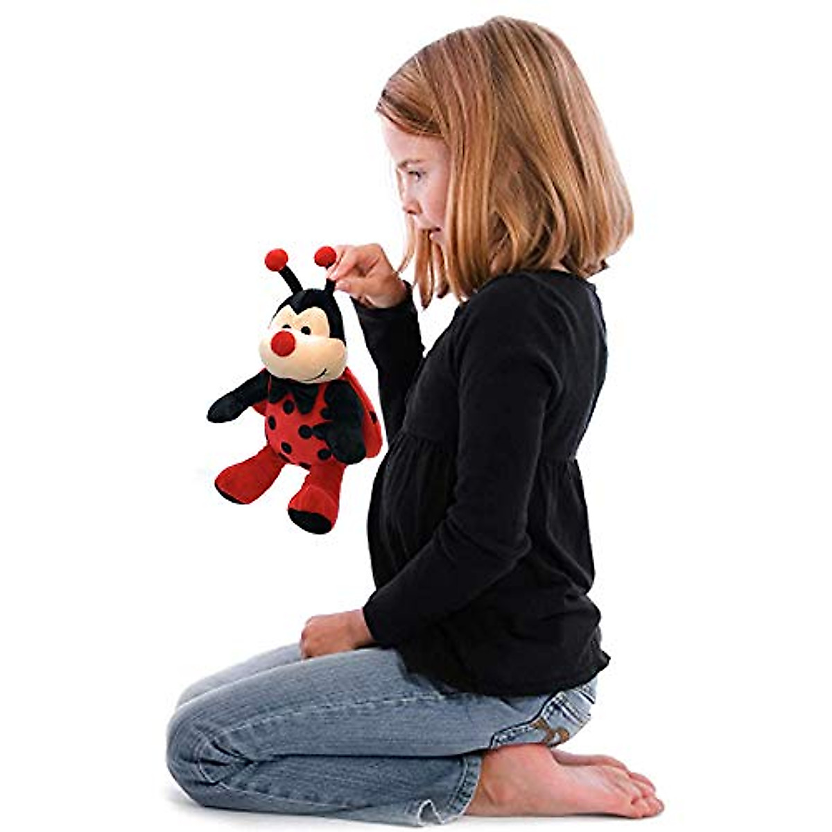 Garden Buzz Cuties Ladybug Stuffed Animal Plush Ladybird Beetle Soft Insect Cuddly Lady Bug Toy with Red Wings and Black Bow, Bee Friend,Great Present for Toddlers & Kids