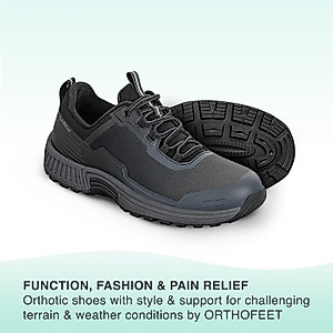 Orthofeet Women's Orthopedic Black Bristol Hiking Shoes, Size 7.5