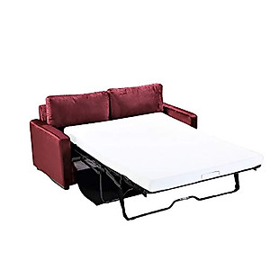 US Pride Furniture Knightsville Velvet 70 ' Square Arms Sofa Bed Sofabed, Burgundy
