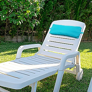 Qunclay 2 Piece Headrest Pillow Pool Furniture Lounge Pillow Chair Pillows Patio Furniture Pillows with Adjustable Elastic Tape Band Head Support Pillow for Pool Patio Chairs (Turquoise)