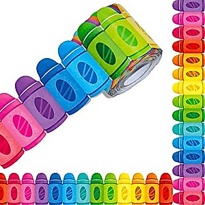 ERKE 60 Feet Bulletin Board Borders, Colorful Crayon Die-Cut Rolled Border Trim Decoration Borders for School, Classroom & Offices