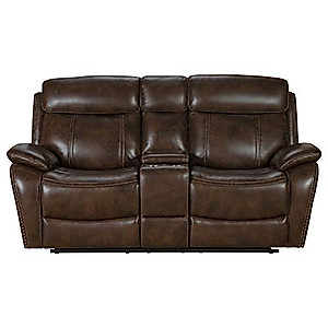 Barcalounger Sandover Power Reclining Console Loveseat, Tri-Tone Chocolate