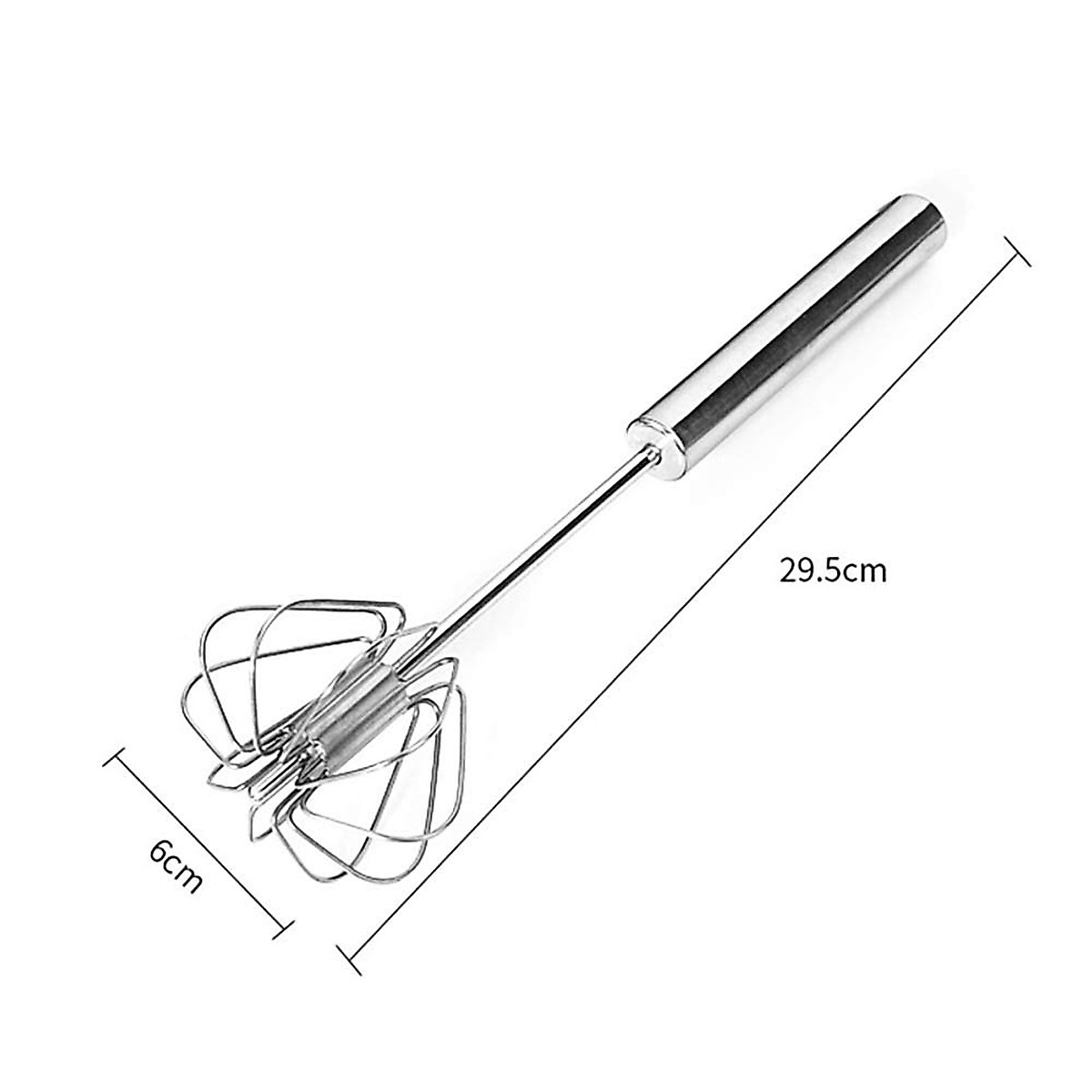 Stainless Steel Hand Push Egg Beater Mixer Home Kitchen Whisk Milk Frother Cooking Utensils Gadgets Blending Beating Stirring Semi Automatic Tool (1Pcs-Length 12, 35-Stainless)