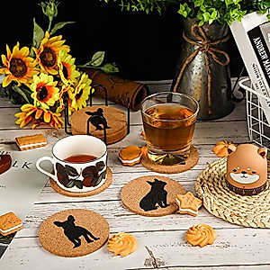 Set of 8 French Pit Bull Cork Drink Coasters Absorbing Dog Coasters Fun Frenchie Gifts for Women Kitchen Bar Coasters with Metal Holder for Home Kitchen Decor Table Mug Glass Cup Place Mats Dog Lovers