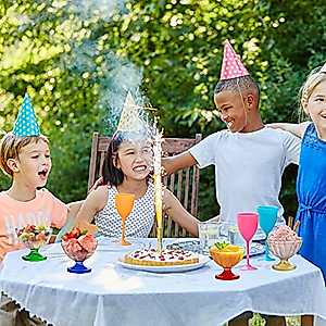 Lawei 12 Pack Acrylic Ice Cream Bowl, 8 Oz Colorful Footed Dessert Cups, Clear Reusable Trifle Bowl for Serving Dessert, Sundae, Ice Cream, Pudding, Cocktail, Condiment, Snack, Party