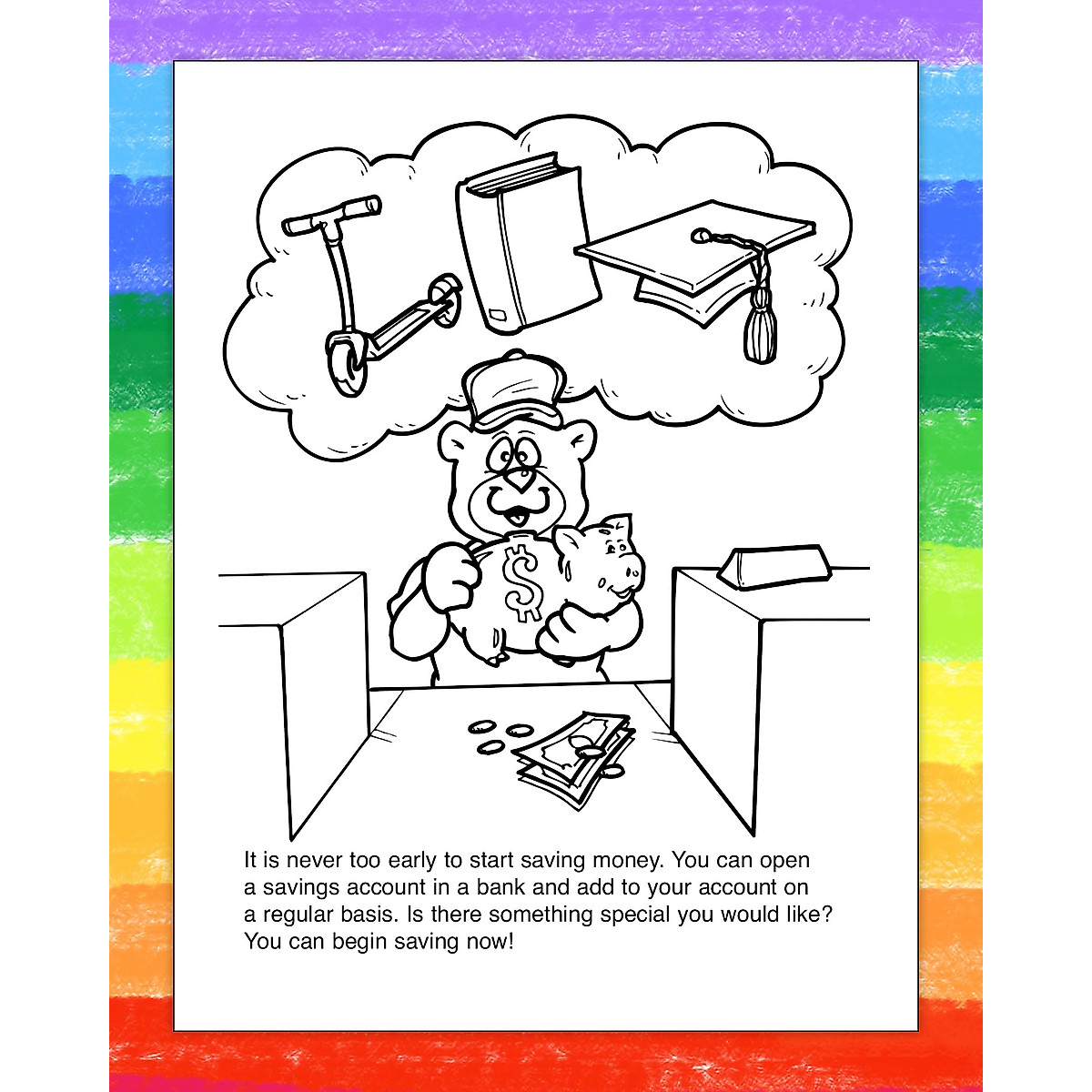 ZOCO - My Favorite Bank - Educational Coloring Books (25 Bulk Pack, with Crayons) - Banking Supplies - Games, Puzzles, Activities - Gifts for Kids