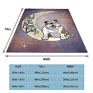 English Bulldog Soft Throw Blanket Cozy Plush Flannel Fleece Bed Blankets for Sofa Couch Bedroom 80"X60"