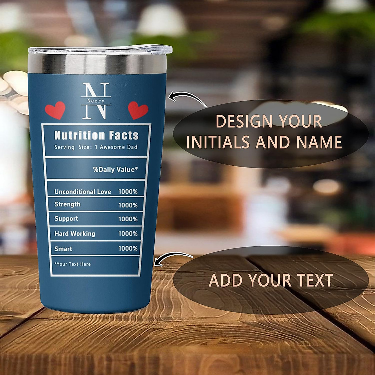 GIfts for Dad from Daughter Son Wife Personalized Tumbler for Christmas Birthday Valentine Fathers Day Custom Insulated Stainless Steel Tumblers