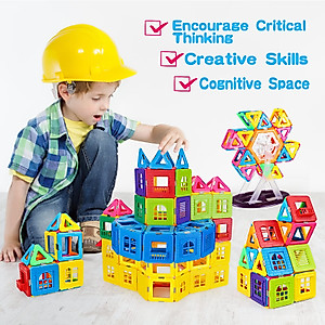 KIDCHEER Magnetic Tiles STEM Toddler Toys 100PCS Kids Magnet Building Blocks Game Educational Stacking Blocks Gift for Boys & Girls