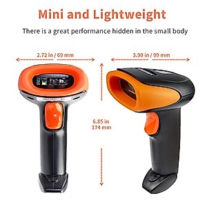 VENREA QR 1D Barcode Scanner, USB Wired Handheld High Speed QR Code Reader Compatible for Windows/Mac Square POS System Mobile Payment 1D Code on PC and Phone Screen