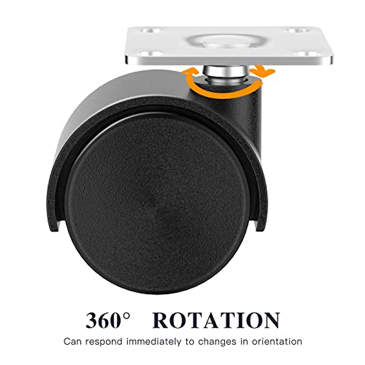 1.5 Inch Furniture Caster Wheels, Plastic Casters Set of 4, Plate Swivel Nylon Small Casters for Carts, Furniture, Baby Bed, Kitchen, Cabinet, Table (With Stainless Steel Screws)