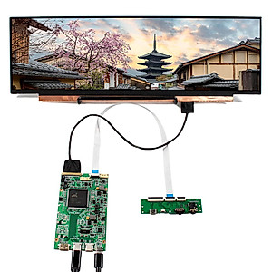 FanyiTek 14 inch 3840x1100 4K IPS Stretched Bar LCD Screen and USB Type C mini HDMI eDP Video Board,for AIDA64 Temperature CPU GPU PC Case Display