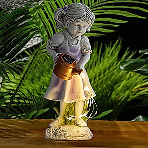 Histoacryl Fairy Garden Statues Outdoor Decor, Angel Figurines with Solar Lights Waterproof Resin Yard Art Sculpture Decoration for Patio, Lawn, Balcony, Mother's Day, Housewarming Gift