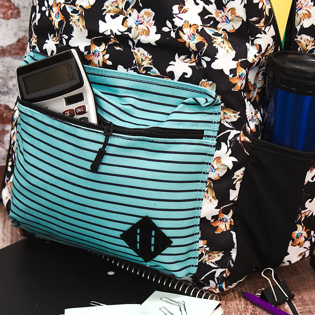 HOOEY Recess 25 Liter Multipurpose Backpack Rain Cover Hat Strap Laptop Sleeve Hydro Pockets (Black/White/Teal)