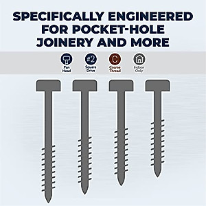 Kreg SPS-C1-500 Zinc Pocket Screws, 1-Inch, 7 Coarse Thread, Pan Head (500 Count)