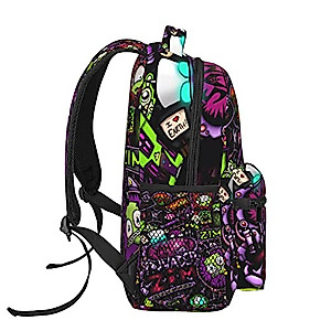 CONPELSON Backpacks Invader Anime Zim Adjustable Laptop Backpack Double Shoulder Bag for Women Men Climbing Shopping Work