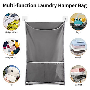 Door Hanging Laundry Hamper Bag - 2 Pack Laundry Hamper Bags Collapsible Over Door Laundry Bag with Hooks Large Hamper Clothes Storager for Space Saving Large Laundry Organizer Bag for Bathroom