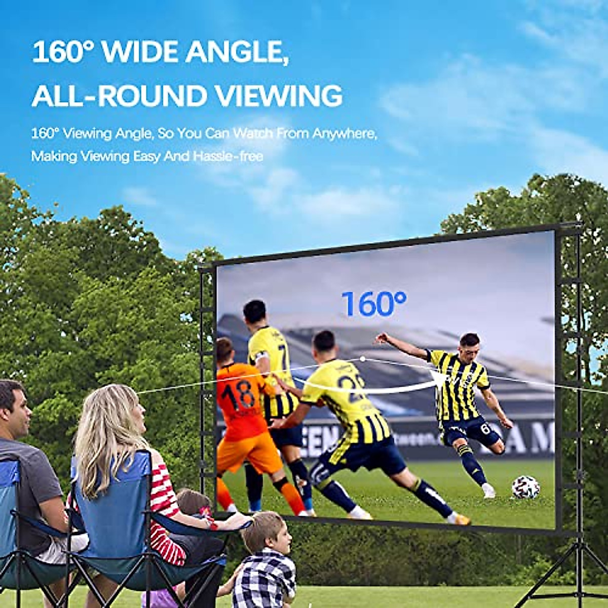 Projector Screen with Stand, 16:9 4K HD Portable Large Projector Screen Pull Down, Tripod Manual Quick Assembly for Home Theater Backyard Cinema,150in