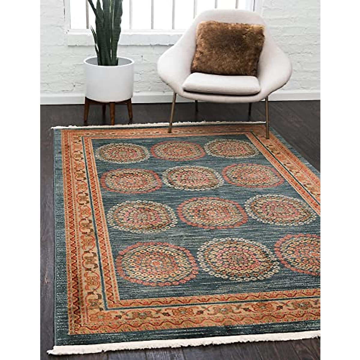 Rugs.com Kashkuli Gabbeh Collection Rug – 7' x 10' Blue Medium Rug Perfect for Bedrooms, Dining Rooms, Living Rooms