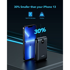 VEGER 20000mAh Mini Quick Charge Power Bank 20W PD 18W QC 3.0 USB C Battery Pack with LED Display 3 Outputs 2 Inputs Compatible with iPhone 13/12/11, Samsung,Tablet and More (Black) (20000mAh)