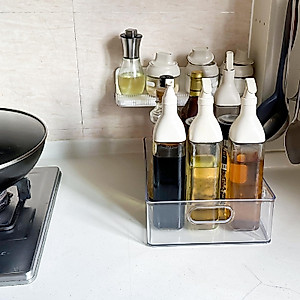 Decorelement Extra Large Refrigerator Organizer Bins with Pull-out Drawer, Stackable Clear Bins with 3 Dividers, Pantry Organization and Food Storage