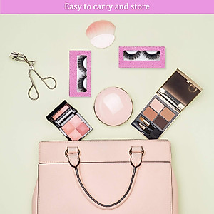 100-Piece Eyelash Case Set, 50 Glitter Paper Lash Boxes, Pink Storage Tray