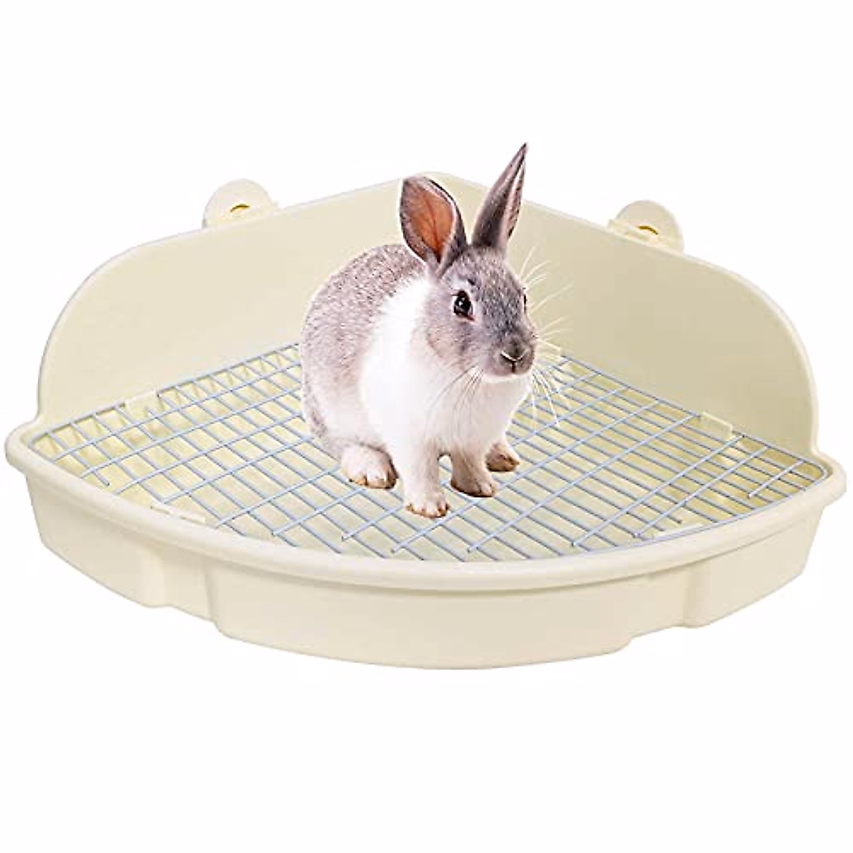 kathson Large Rabbit Litter Box Bunny Corner Toilet Box Potty Trainer Bigger Pet Pan Small Animal Cage Toilet Bedding Box Fanshaped for Adult Guinea Pigs Chinchilla Ferret Galesaur