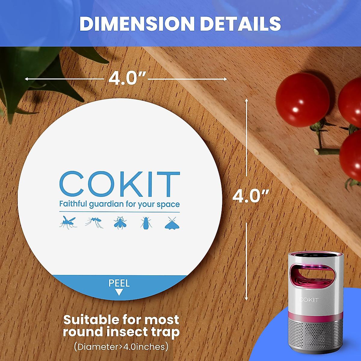 COKIT 12-Pack Glue Pads for Flying Insect Traps, Sticky Glue Boards Refill for Gnats, Mosquitoes, and Fruit Fly Catchers, Indoor Replacement Cards (4.0 Inches)