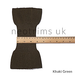 Rib Knit Cuff Pair for Replacement Repair Cuffing Old Jackets Bombers. No Side Seams, Seamless Tubular Ribbing Fabric. Also for para Jackets and Denison Smock, Neotrims (Khaki Green, 2 Pieces)