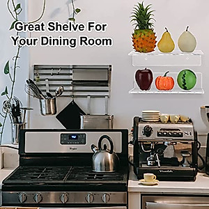 12 Pack Acrylic Floating Shelves 12 Inch Clear Acrylic Shelf Wall Display 4 mm Thick Invisible Book Shelves for Bedroom, Living Room, Bathroom, Office