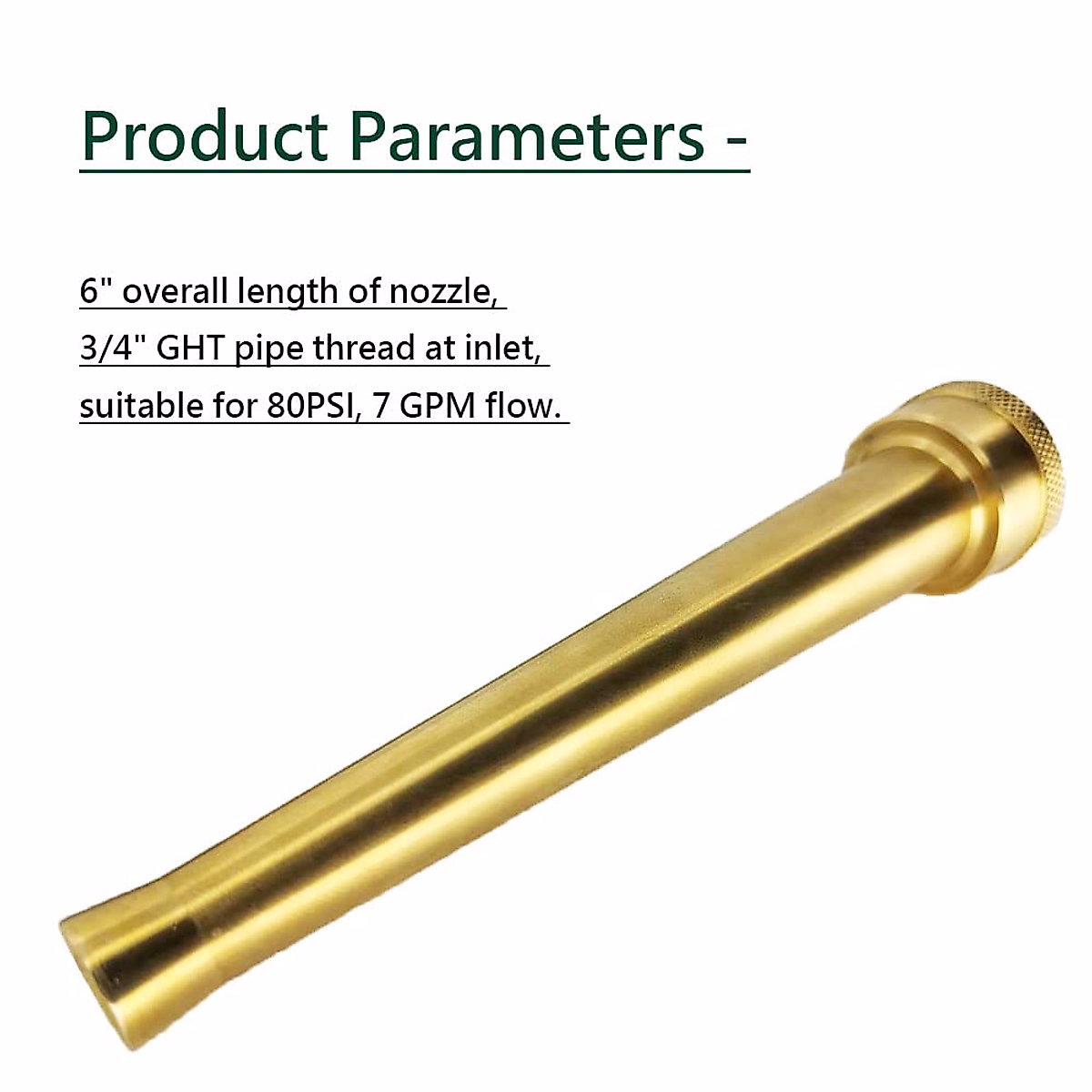 KOMANDE 6" Garden Water Hose Nozzle for Yard - Heavy Duty Solid Brass PowerBlast Super Sweeper High Pressure 3/4 Inch GHT Thread Inlet - for Cleaning Driveway, Pool, Kennel and Car