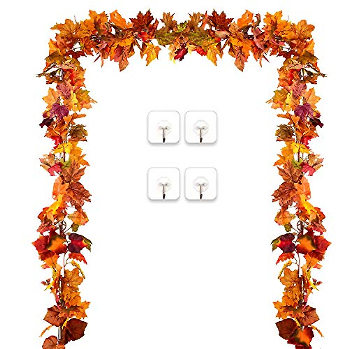 DearHouse 2 Pack Fall Garland Maple Leaf, 5.9Ft/Piece Hanging Vine Garland Artificial Autumn Foliage Garland Thanksgiving Decor for Home Wedding Fireplace Party Christmas