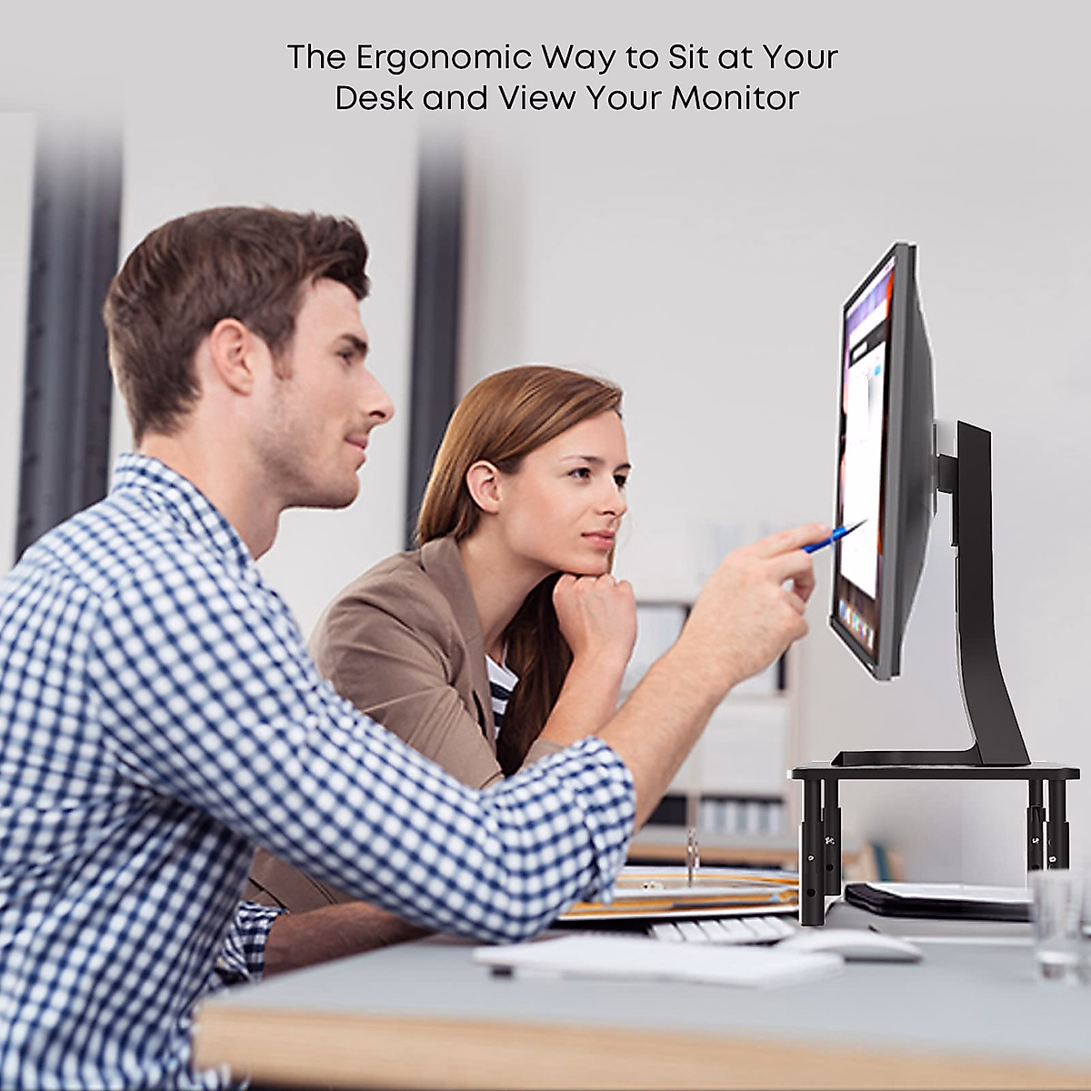 PUTORSEN Monitor Stand Riser with Vented Metal 3 Height Adjustable Monitor Stand for Computer, Laptop, iMac, PC, Printer, Desktop Ergonomic Monitor Riser Stand with Non-Skid Rubber, 1 Pack