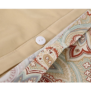 Softta Luxury Paisley Bedding Design 800 Thread Count 100% Cotton Bohe Vintage Bohe Vintage 3Pcs Duvet Cover Set,King Size,Khaki