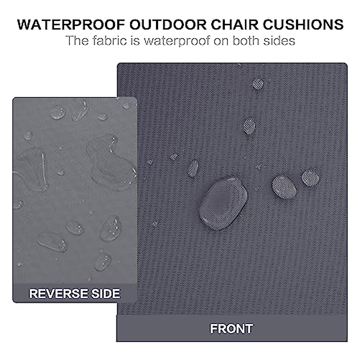 Faible Poisson Outdoor Chair Cushions, 18 x 18 Inch Waterproof Patio Furniture Back & Deep Seat Cushion Set with Handle and Anti-Slip Straps for Indoor Garden Camping, Plain Dark Grey