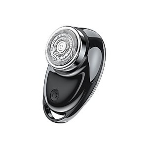 Electric Shaver One-Button Use Electric Razor for Men Rotary Portable Mini Shaver Pocket Size, Rechargeable, Wet&Dry, IPX6 Waterproof, Travel, Home, Office, Car (Black)