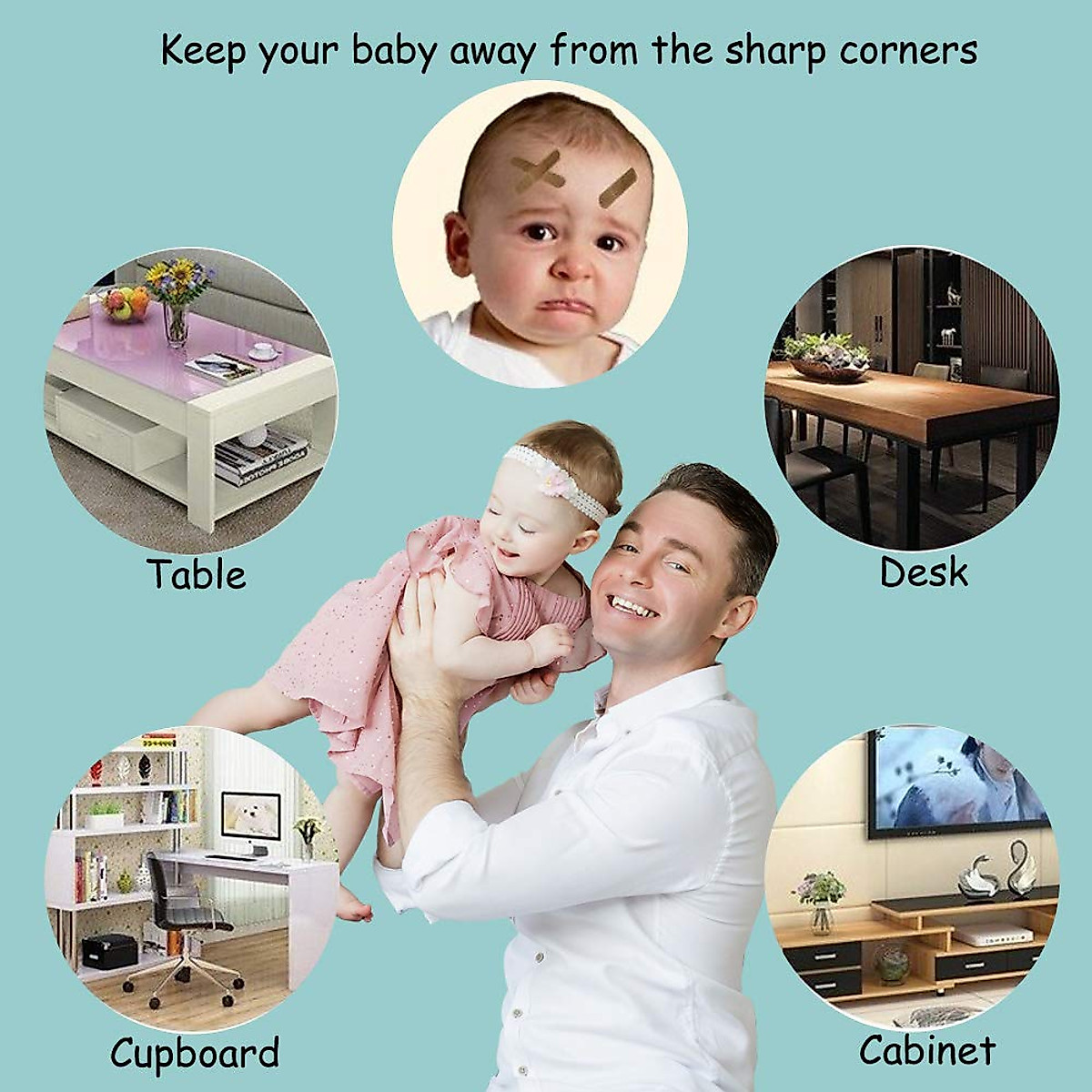 Corner Protector, Baby Proofing Table Corner Guards, Keep Child Safe, 4 Pack L-Shaped, High Resistant Adhesive, Sharp Table Corner Protector